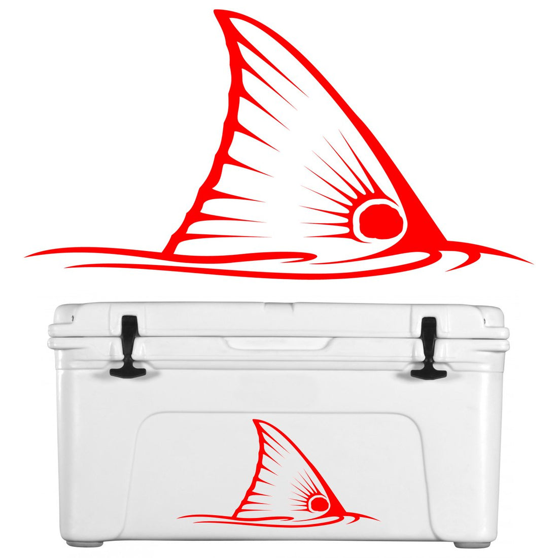 Skiff Life Tailing Redfish Decal in Red Vinyl - UV-Protected Vinyl Red