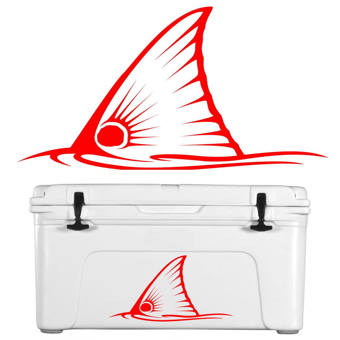 Skiff Life Tailing Redfish Decal in Red Vinyl - UV-Protected Vinyl Red