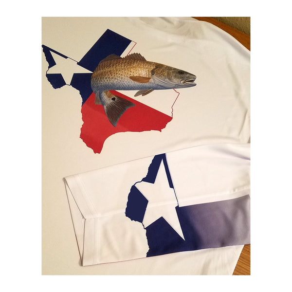Texas Redfish Fishing Shirt with Flag Sleeve – Skiff Life